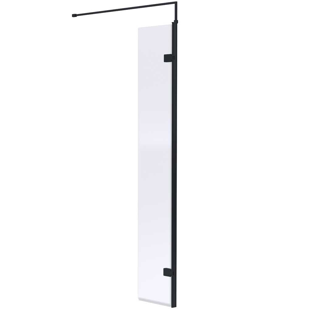 Shower Glass Hinged Panel Black Profile | Custom Bathrooms Glasgow