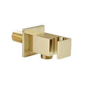 Brushed Brass Square Wall Outlet and Handset Holder | Custom Bathrooms ...